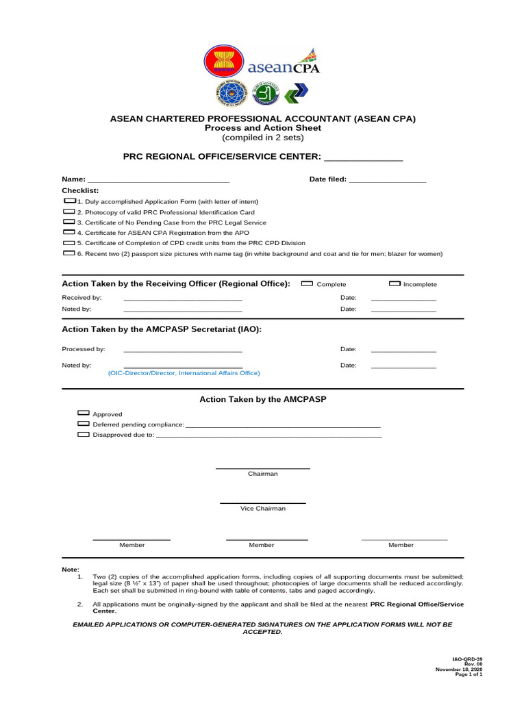 IAO-QRD-39 Process and Action Sheet For Registration As An ASEAN ...