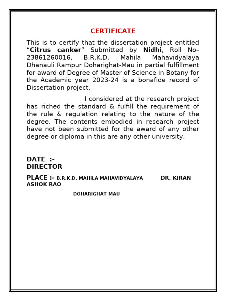 Msc Certificate | PDF