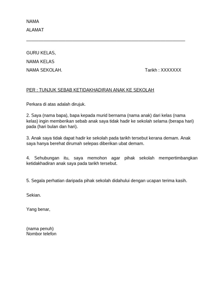 Contoh Surat Cuti Sakit | PDF