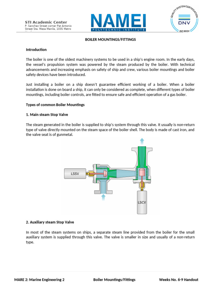 M 01 Boiler Mountings or Fittings | PDF | Boiler | Valve