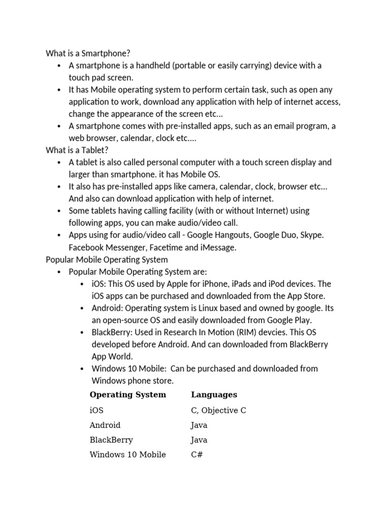 Smartphone vs Tablet Overview | PDF
