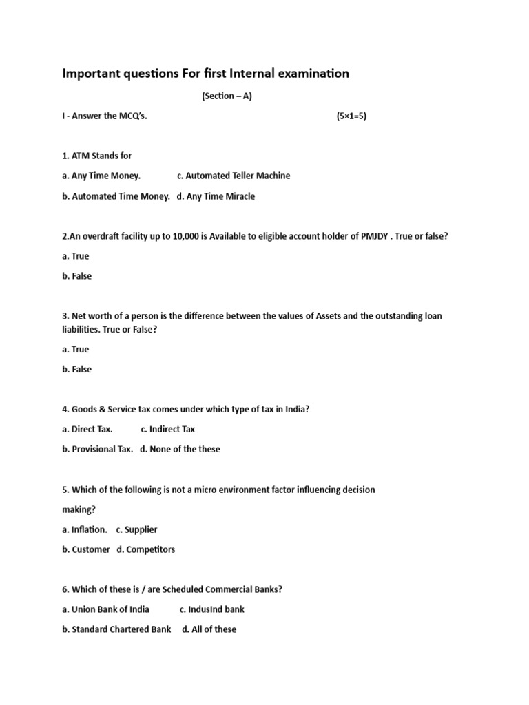 1 IA Important Question FEIA | PDF