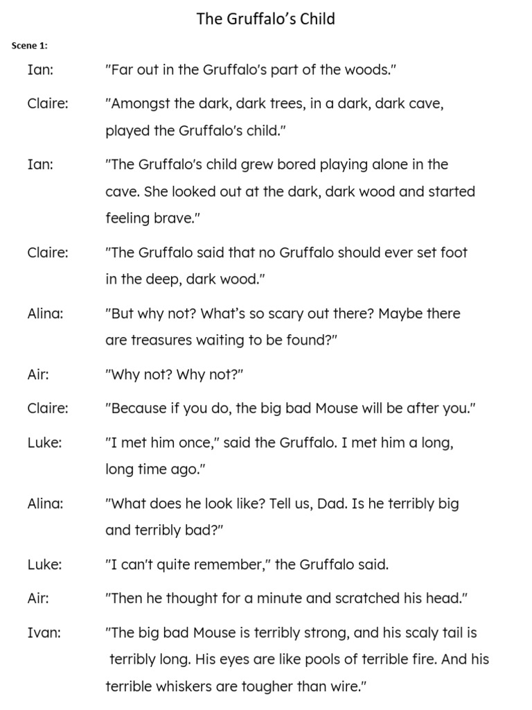 The Gruffalo child A2 edited with roles assigned | PDF