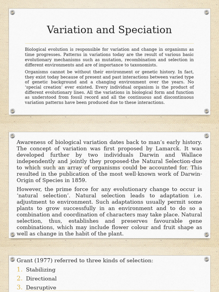 Variation and Speciation | PDF | Natural Selection | Genetic Variation