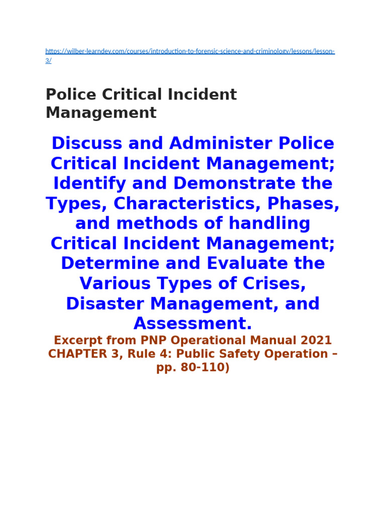 Crisis Incident Management | PDF | Incident Command System | Natural Disasters