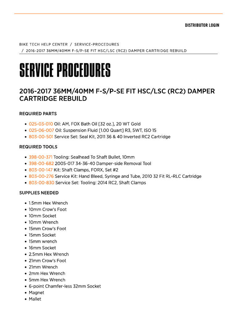 Fox 2016-2017 FIT RC2 rebuild | PDF