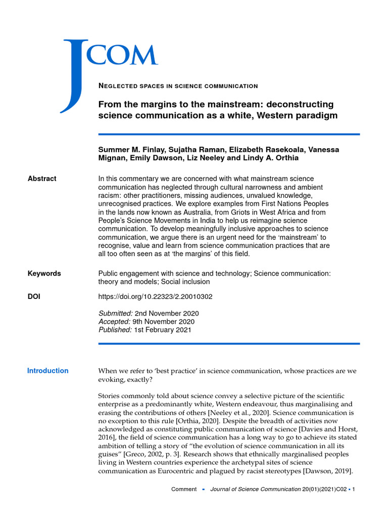 From The Margins To The Mainstream Deconstructing Science Communication ...