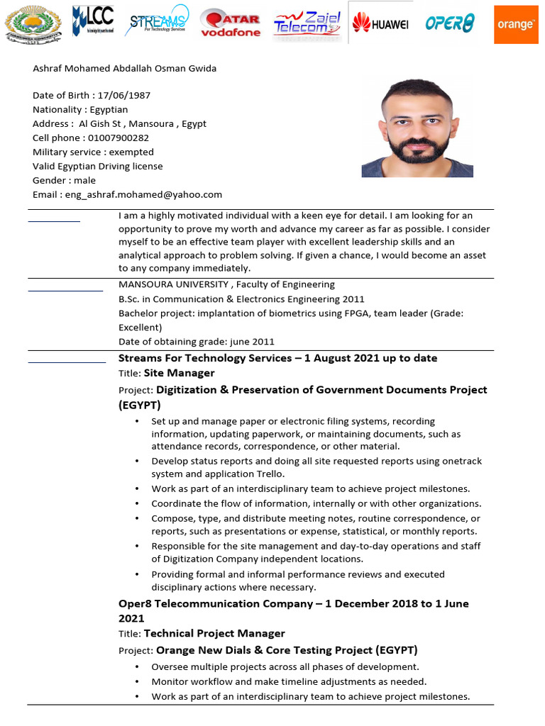 Ashraf Mohamed Updated CV 1635827322 | PDF | Lte (Telecommunication ...