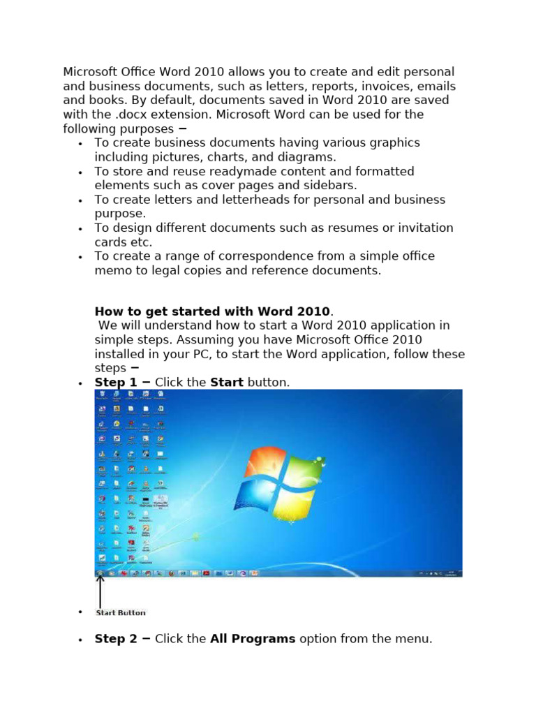 Getting Started with Word 2010 | PDF | Microsoft Word | Computer File