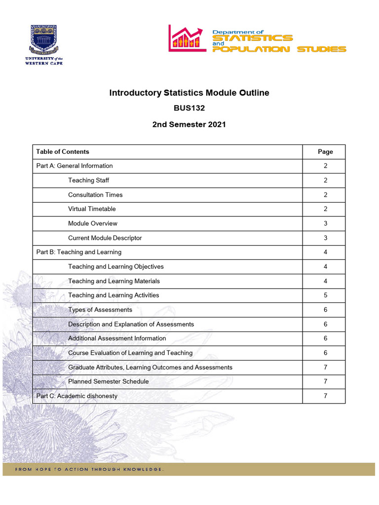 BUS132 Course Outline 2021 2 | PDF | Statistics | Scientific Method