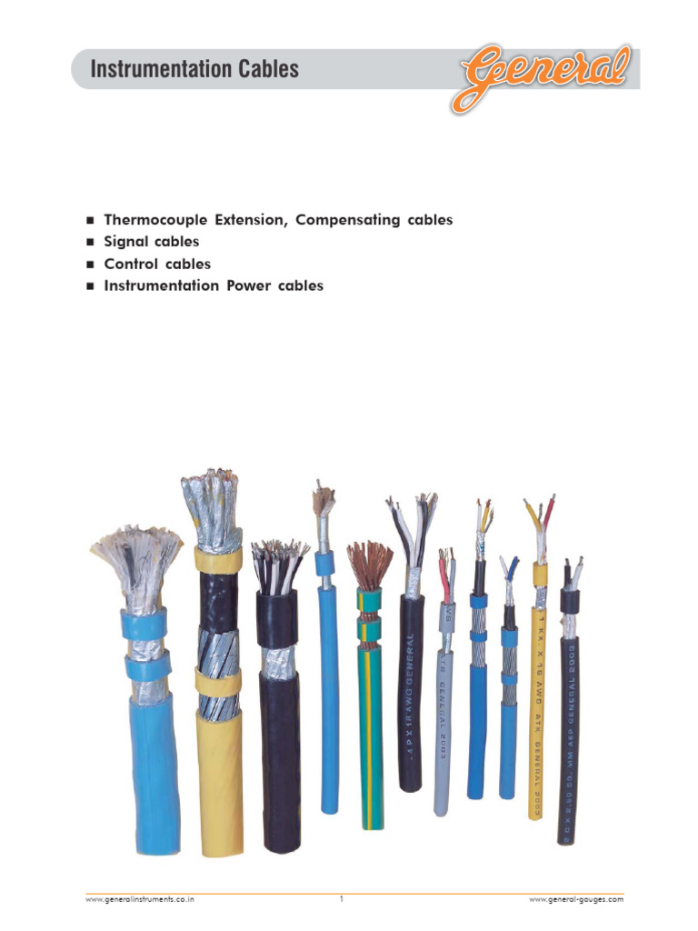 Instrumentation Cables | PDF | Insulator (Electricity) | Electrical ...