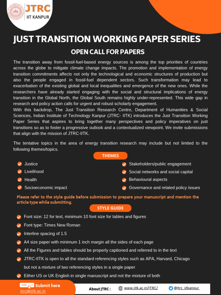 Just Transition Working Paper Series | PDF | Academic Publishing | Elsevier