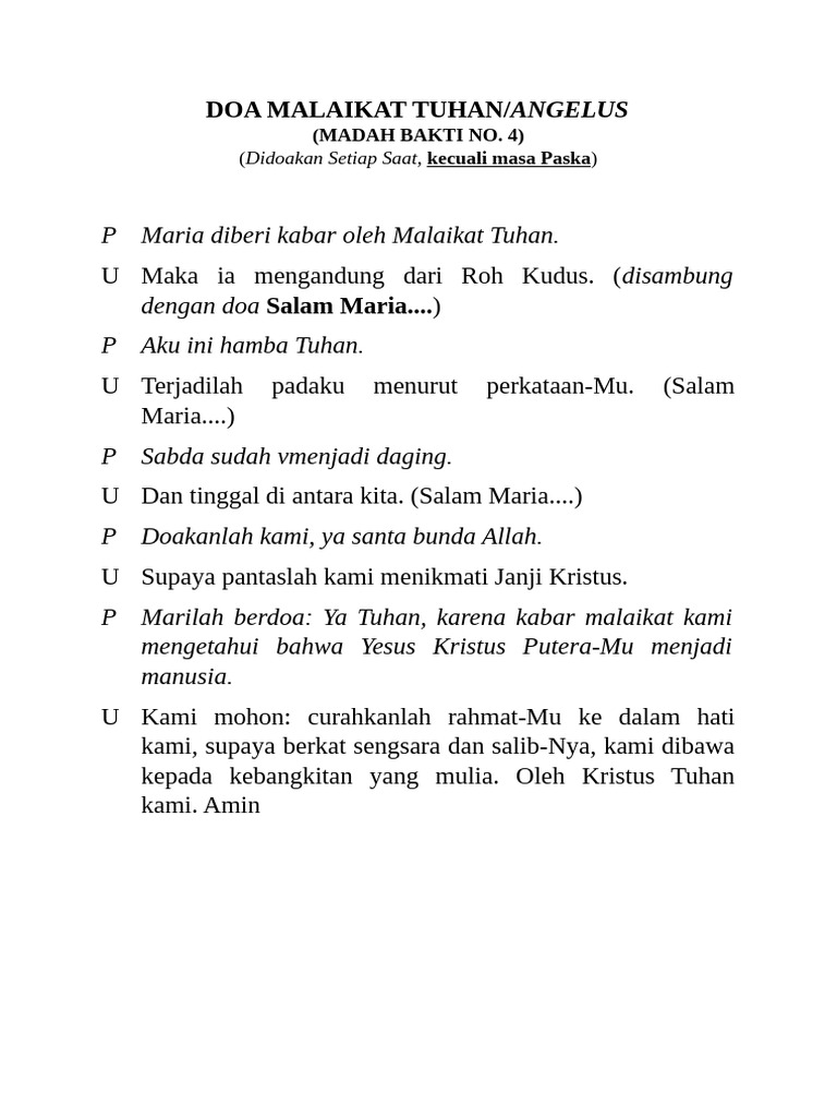 Doa Angelus dan Ratu Surga Katolik | PDF