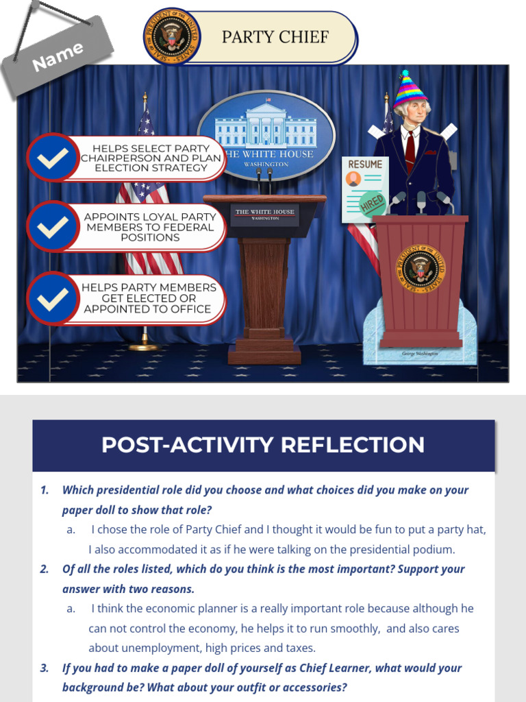Copy of 5 - NOTES #2 and Presidential Role Paper Doll Activity | PDF