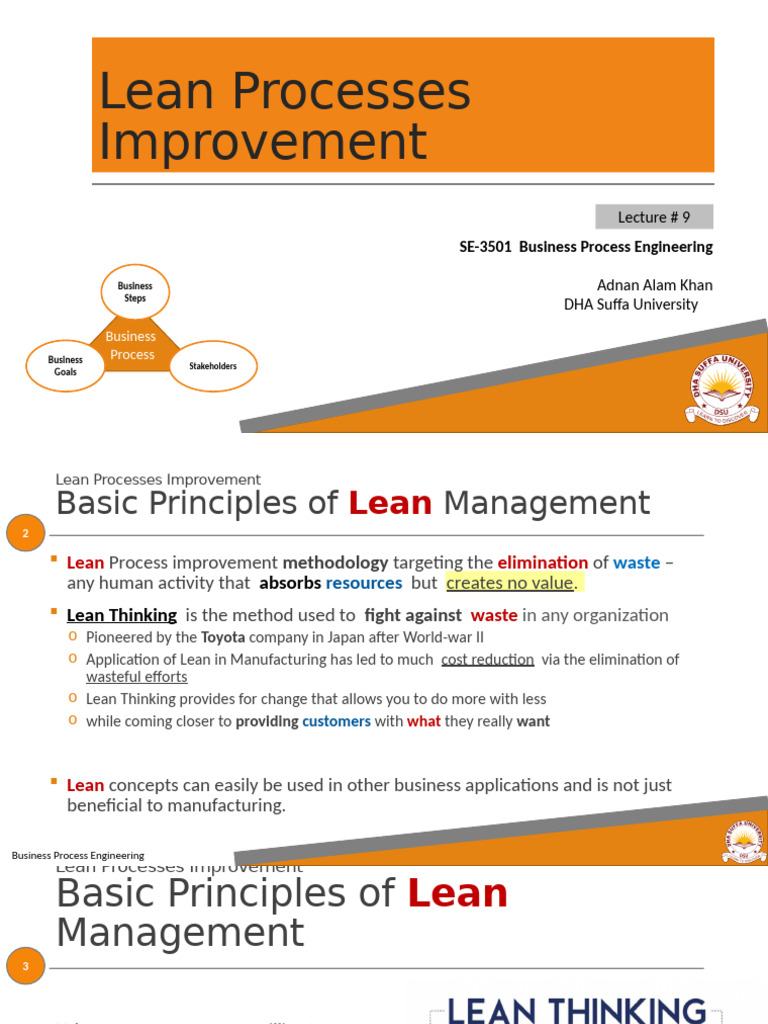 Lec-9 Lean Procecss Improvement V2 | PDF | Lean Manufacturing ...