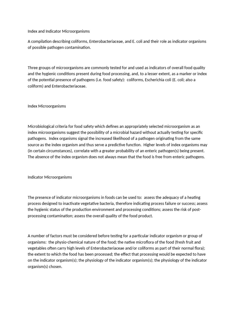 Enterobacteriaceae as Food Safety Indicators | PDF | Escherichia Coli ...