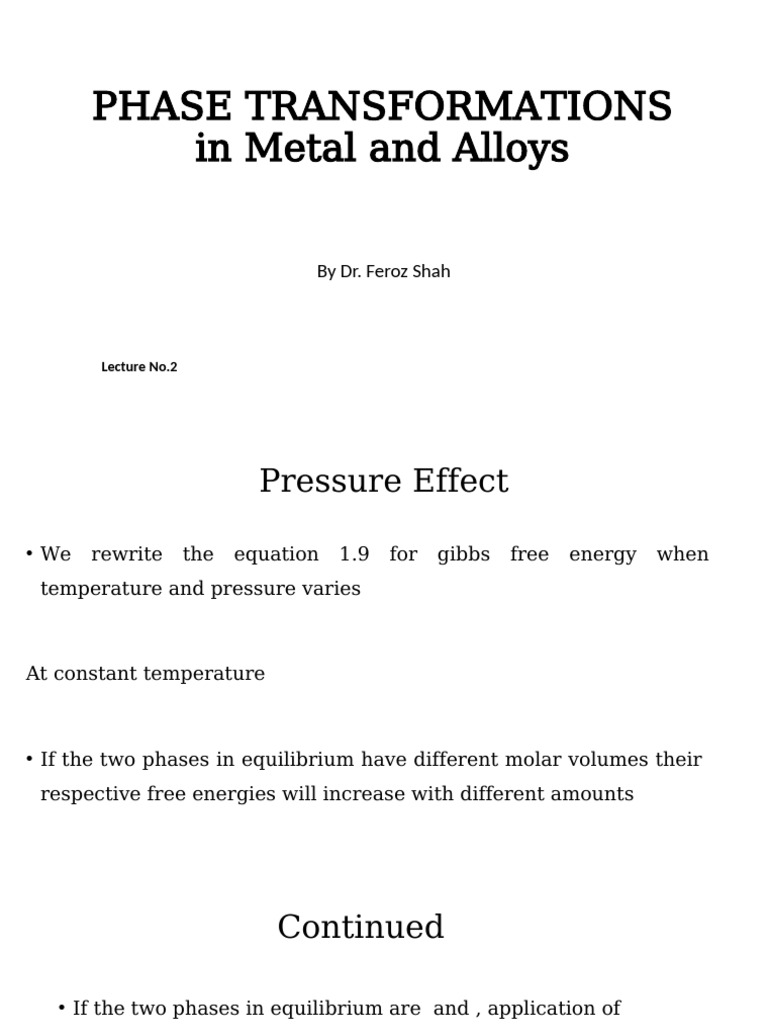 Lecture 2 Phase Transformations in Metal and Alloys | PDF | Gibbs Free ...