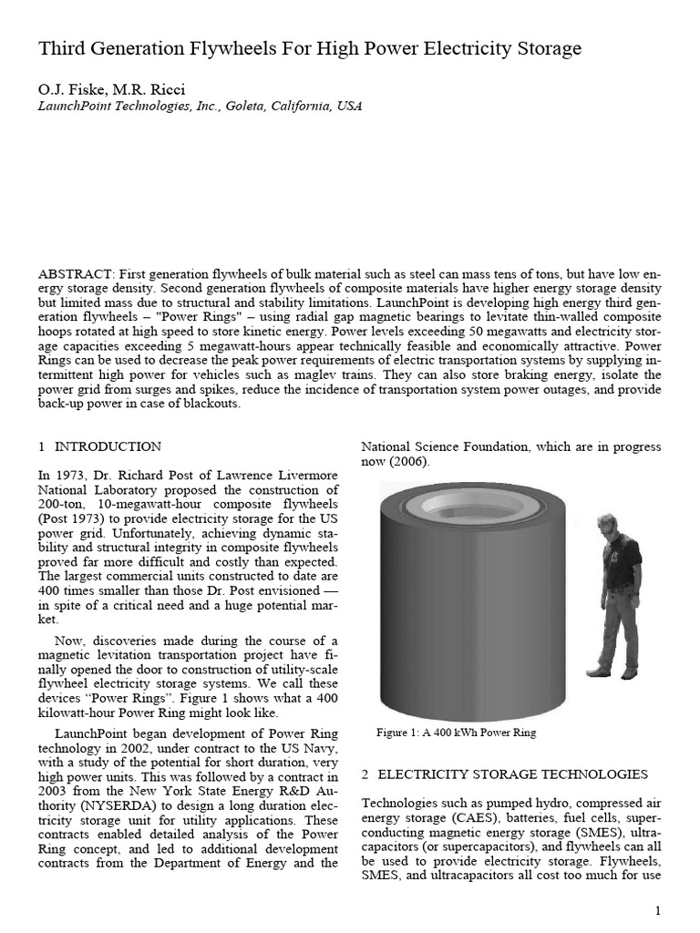 Third Generation Flywheels For High Power Electricity Storage | PDF