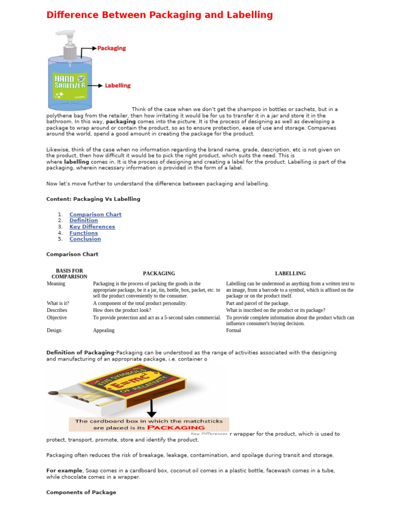 Difference Between Packaging and Labelling | PDF | Brand
