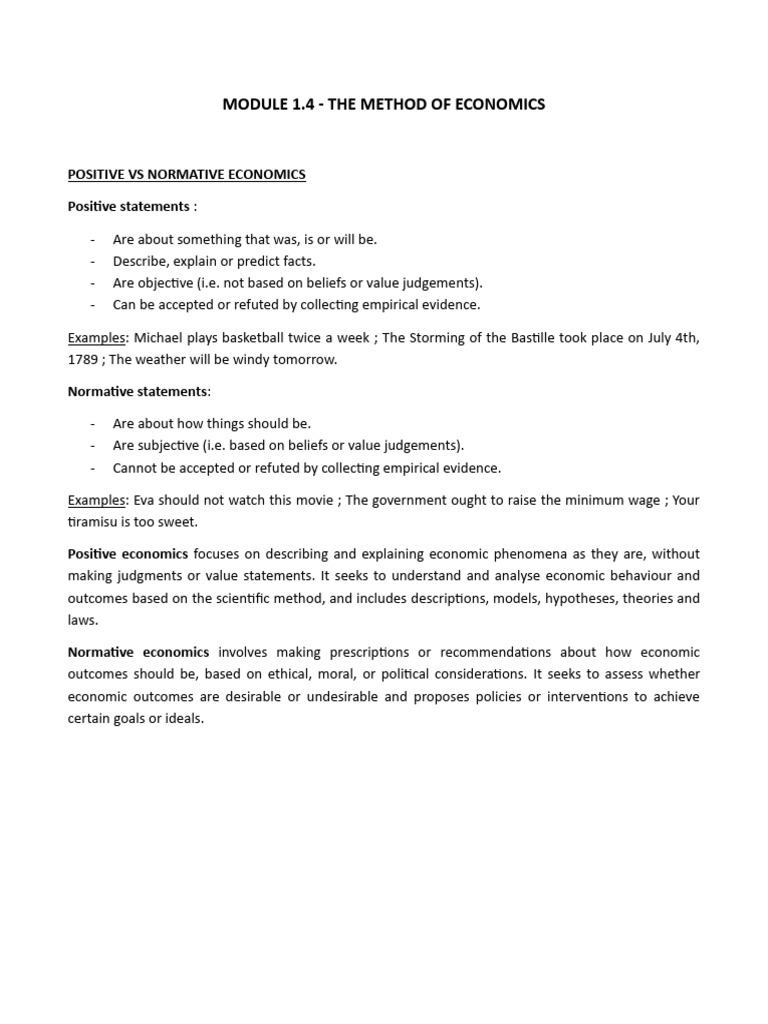 Module 1.4 - The Method of Economics | PDF | Economies | Economics