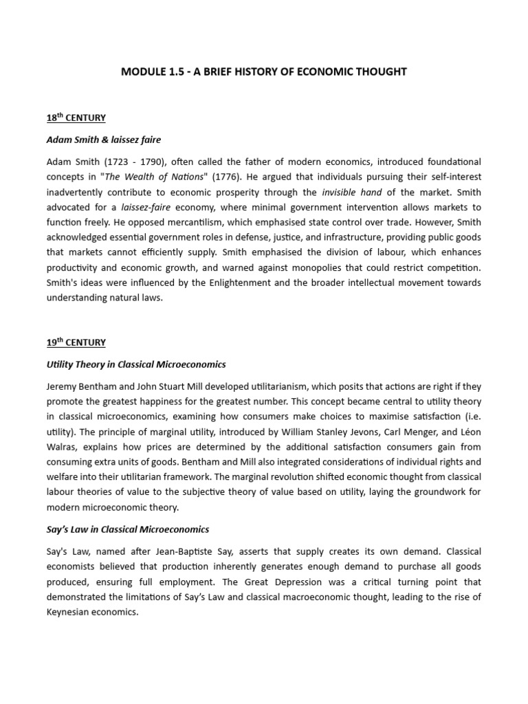 Module 1.5 - A Brief History of Economic Thought | PDF | Economics ...