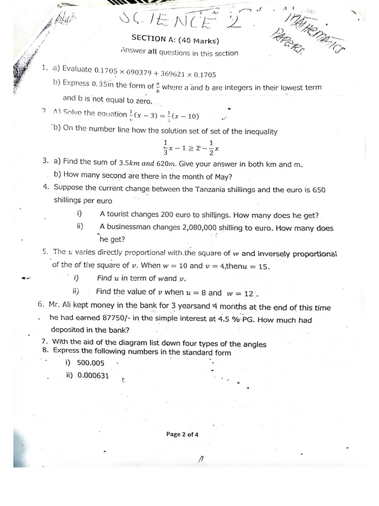 Past Paper Mathmatics | PDF