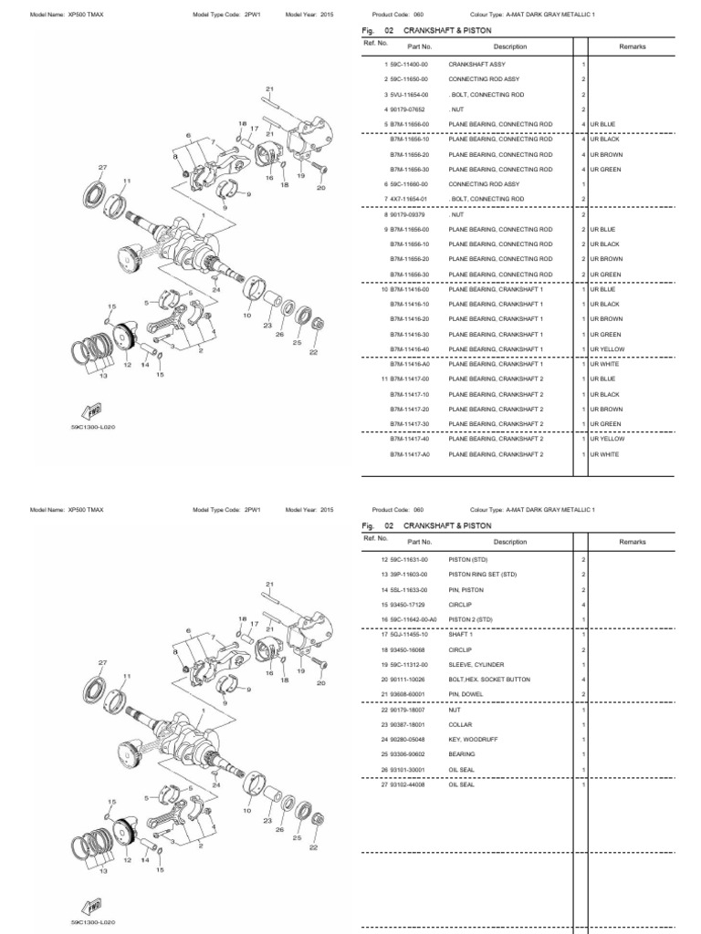 XP500 Tmax Crankshaft & Piston | PDF | Piston | Mechanical Engineering