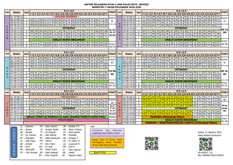 Jadwal Ok PBM Sem1-2024-2025 Rev 31agustus 2024 | PDF