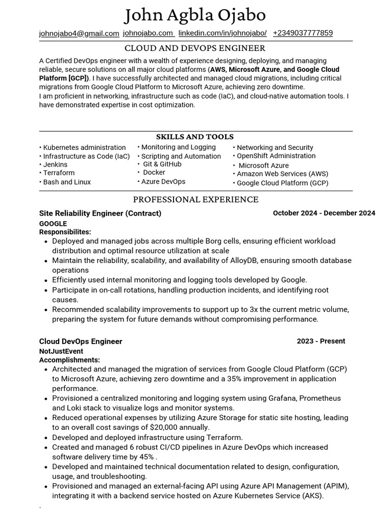 DevOps Engineer Resume Highlights | PDF | Cloud Computing | Microsoft Azure