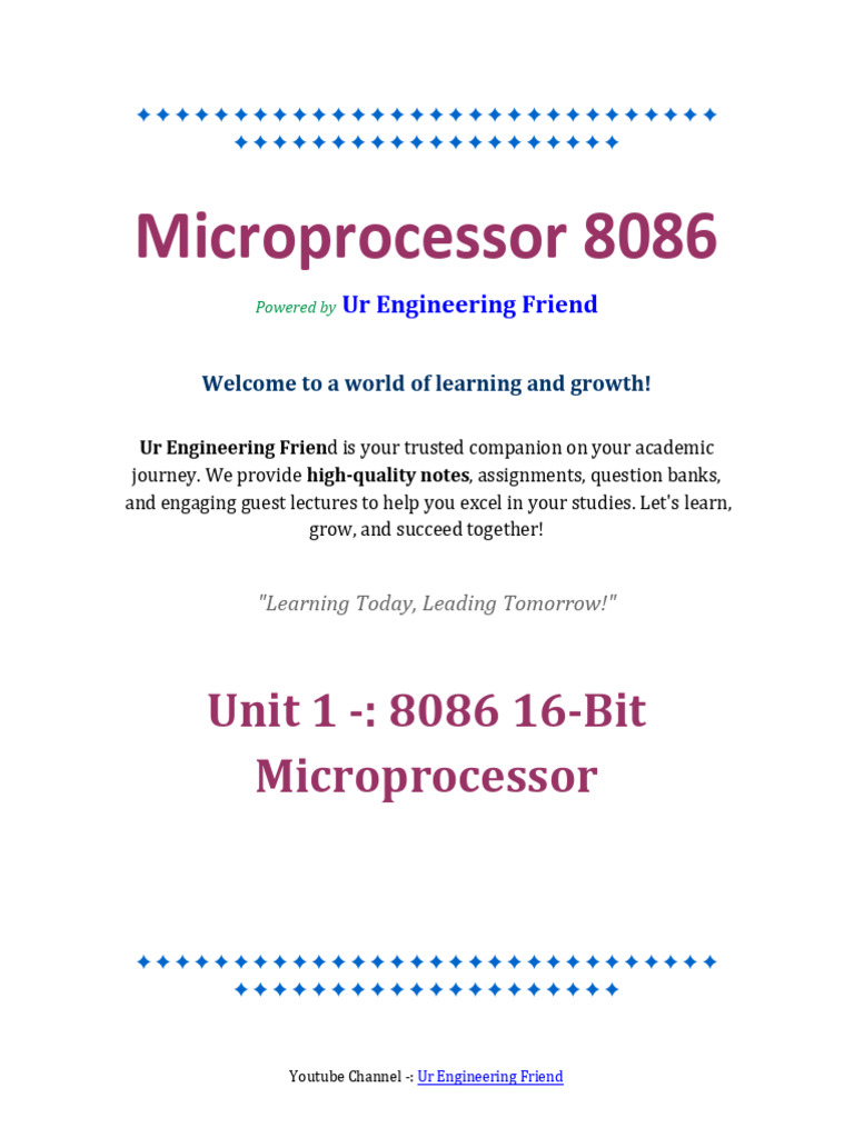 8086 Microprocessor Overview and Features | PDF | Central Processing Unit | Pointer (Computer ...