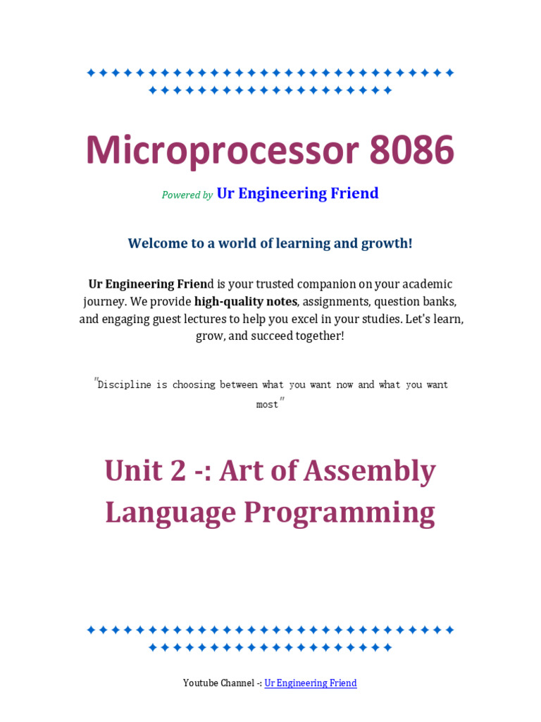 MIC Unit 2 - Ultimate Microprocrssor 8086 Notes by Ur Engineering ...