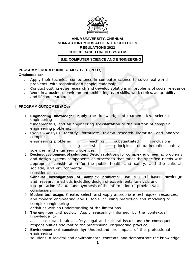 STUCOR Syllabus CSE2021 | PDF | Engineering | Knowledge