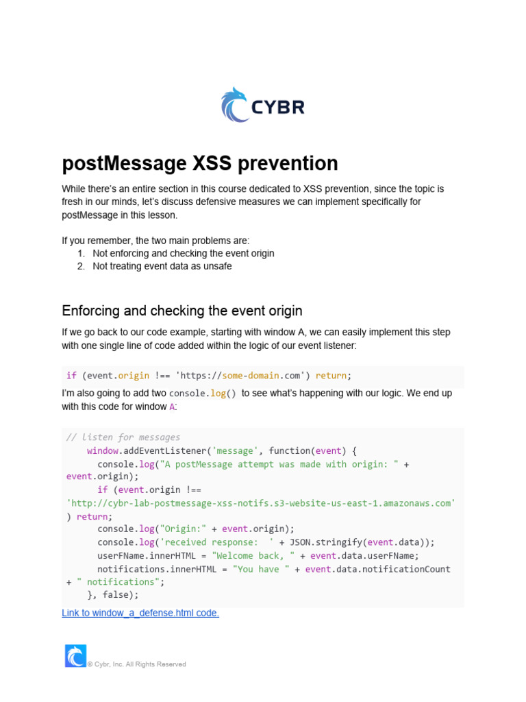 Postmessage XSS Prevention | PDF | Computer Science | Software