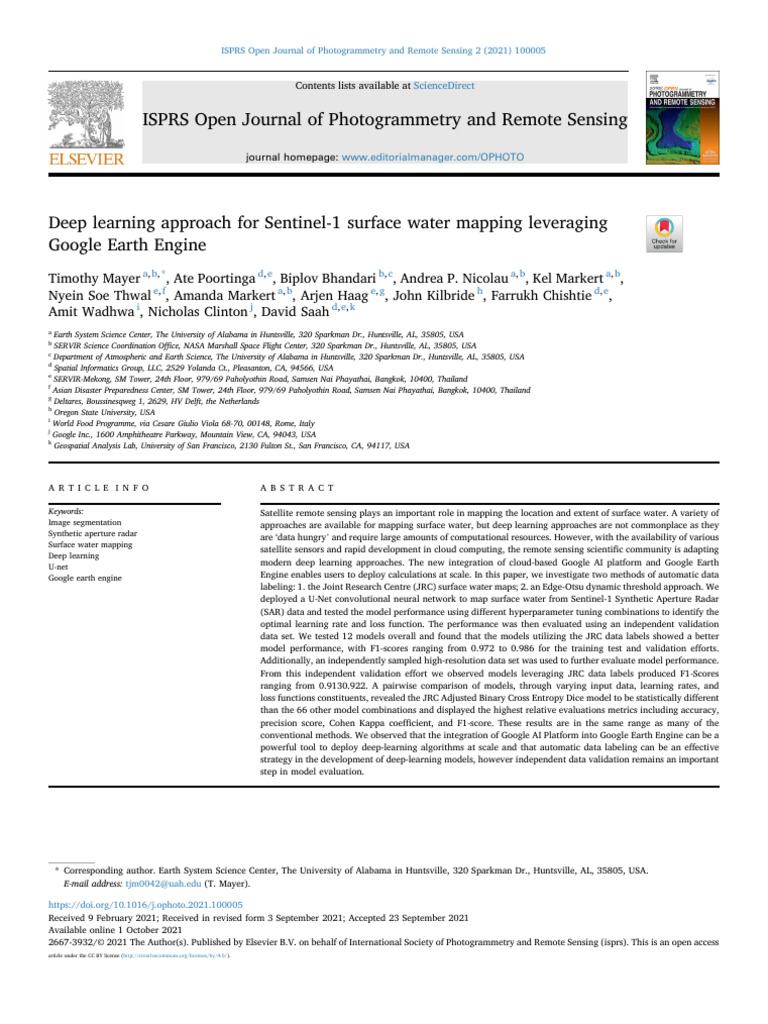 Deep Learning Approach For Sentinel 1 Su | PDF | Deep Learning | Remote Sensing
