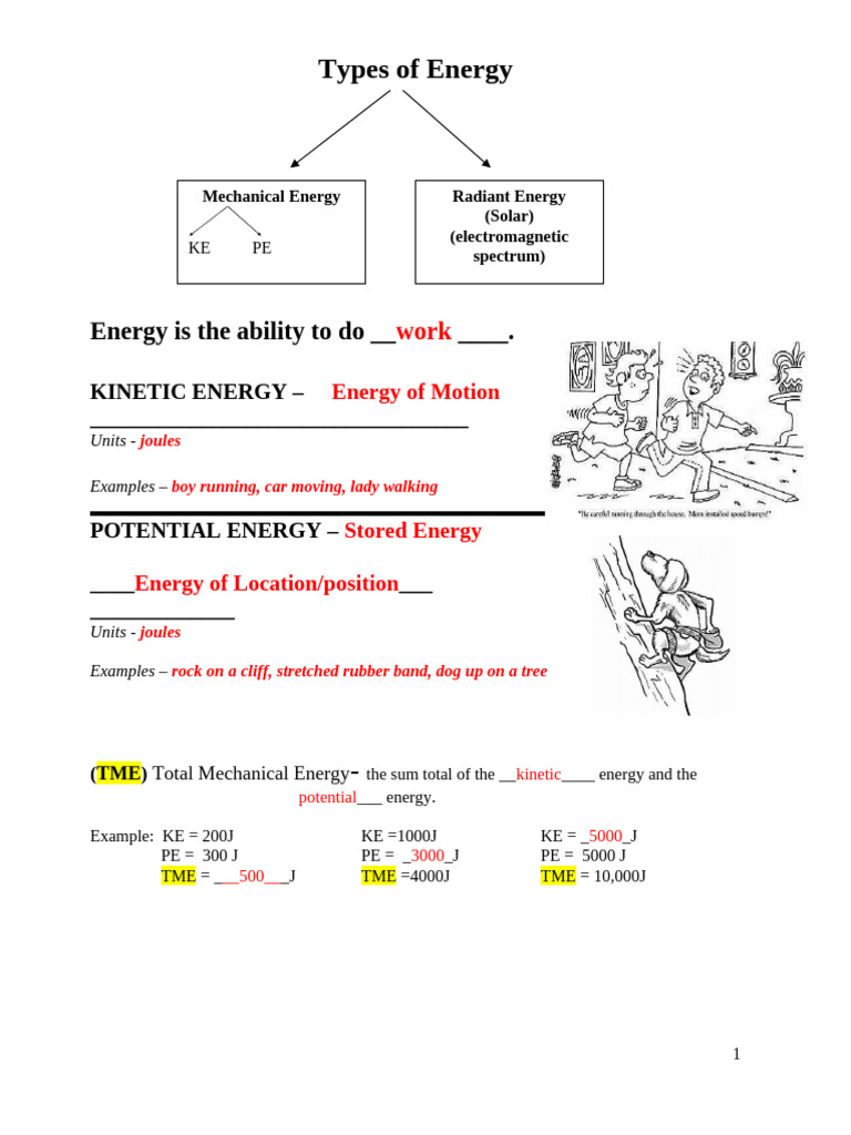 KEY - packet -Energy-work- power | PDF | Potential Energy | Kinetic Energy