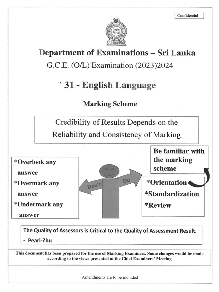 OL English Marking Scheme English Medium | PDF