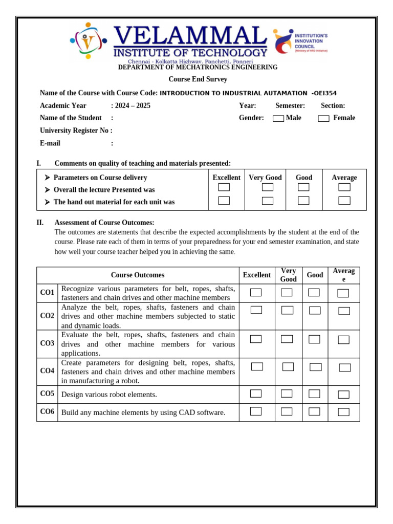 Course Feedback on Industrial Automation | PDF