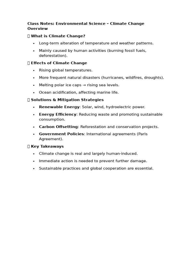 Class Notes Climate Change | PDF