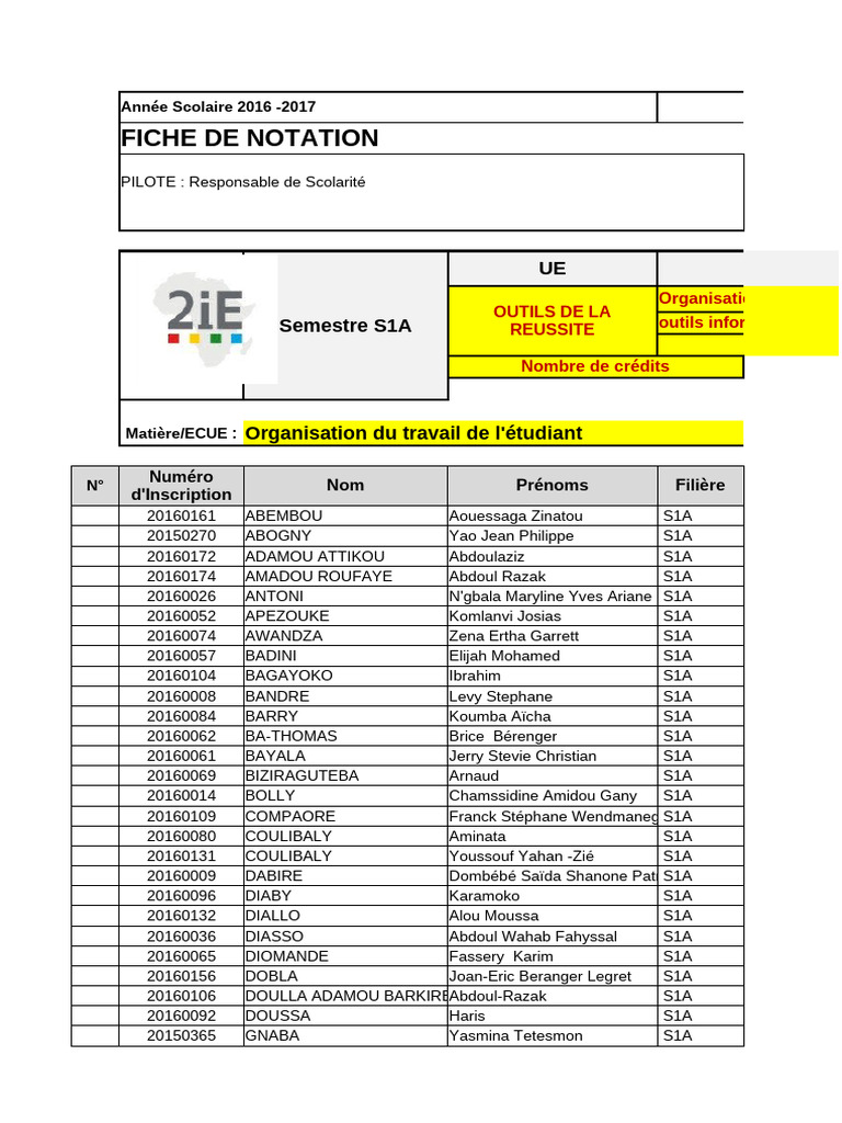 Fiche de Notation UE OR S1A 21162017 VF | PDF