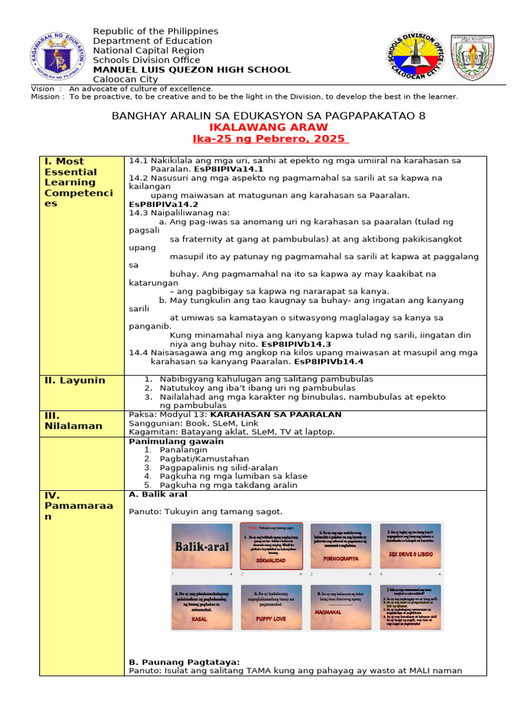 Karahasan Sa Paaralan DLP | PDF