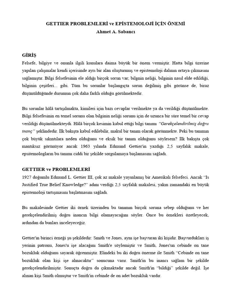 Gettier_Problemleri_ve_Epistemoloji_Icin | PDF