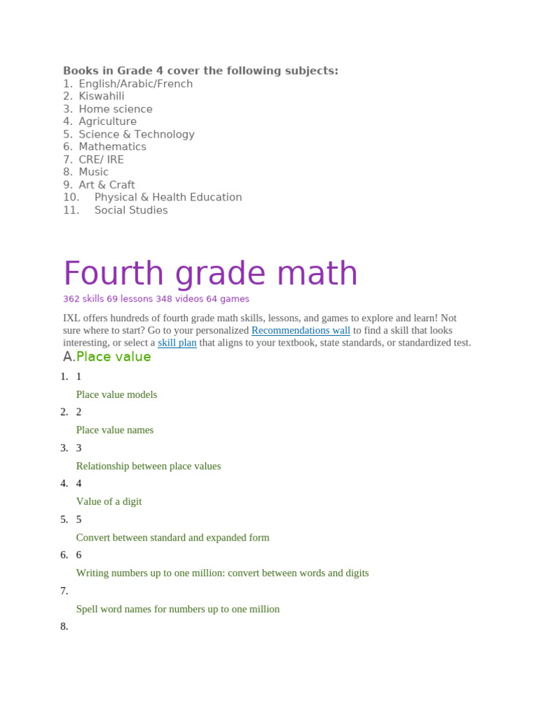 Fourth grade math | PDF | Area | Rectangle