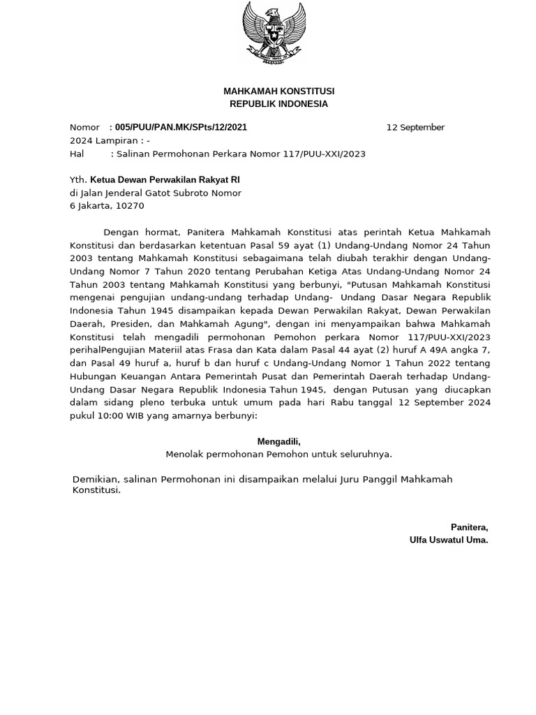 Permohonan Judicial Review MK 2023 | PDF