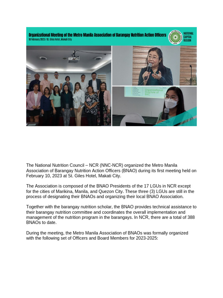 The National Nutrition Council | PDF