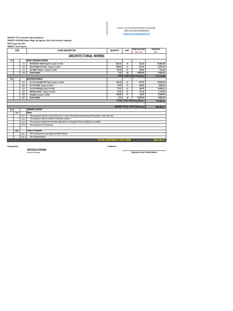 jrp-cost-proposal | PDF | Building Engineering