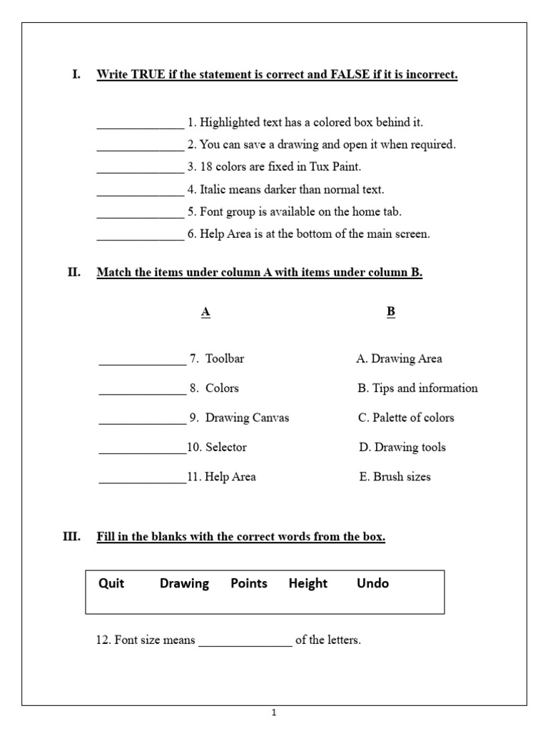 Gr.3 Computer Midterm | PDF