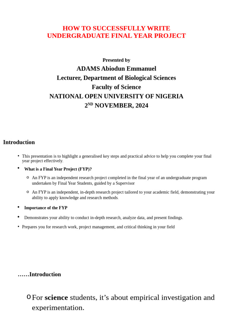 PP How To Successfully Write Undergraduate Final Year Project Reviewed ...