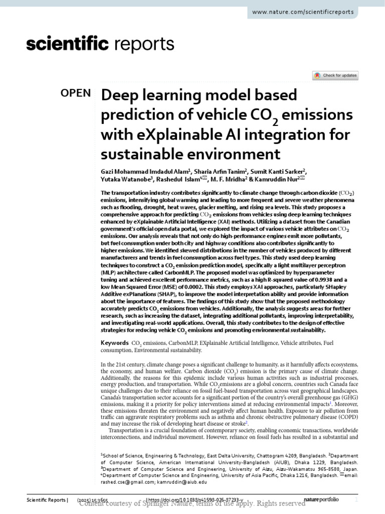 Deep Learning Model Based Prediction of Vehicle CO | PDF | Machine Learning | Deep Learning
