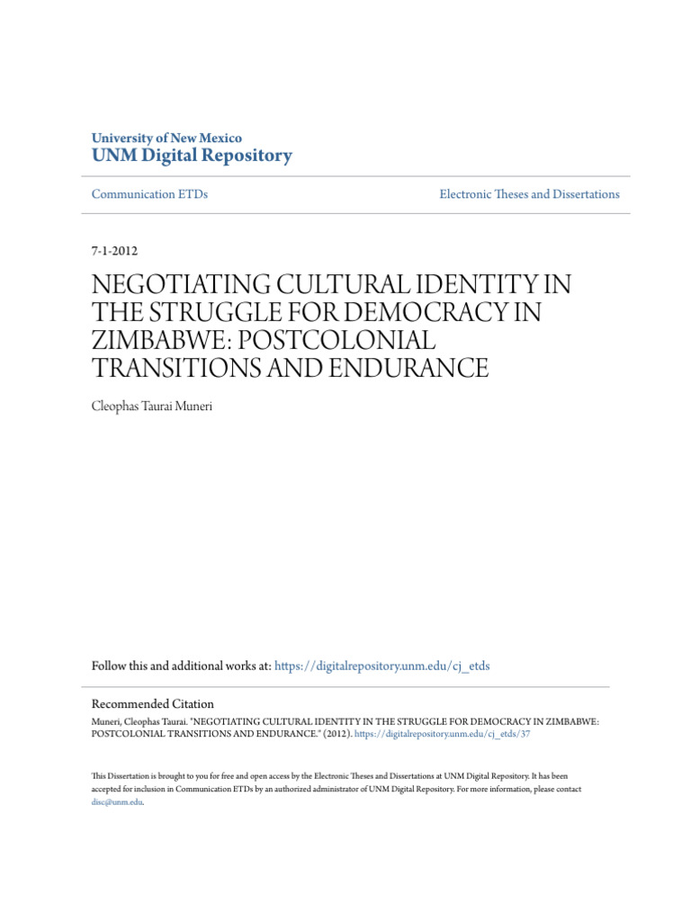 Negotiating Cultural Identity in The Struggle For Democracy in Z | PDF ...