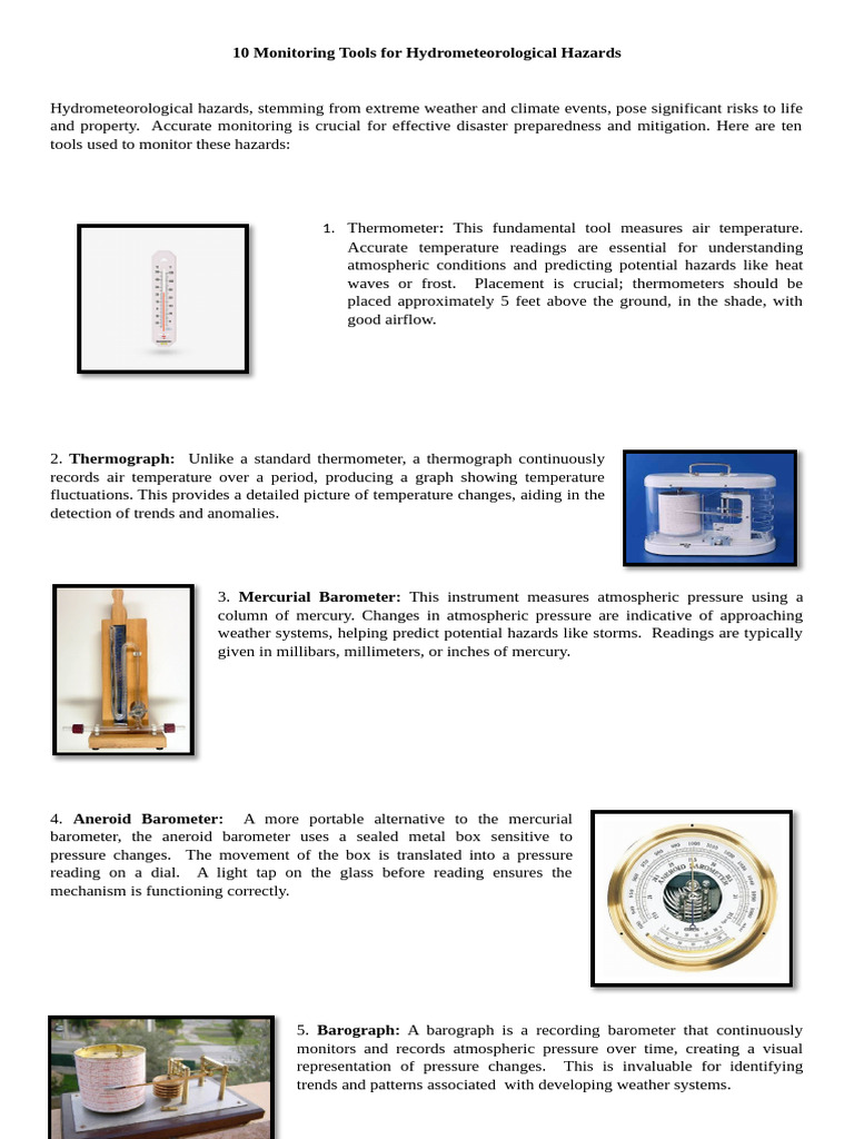 10 Monitoring Tools For Hydrometeorological Hazards | PDF | Humidity | Rain
